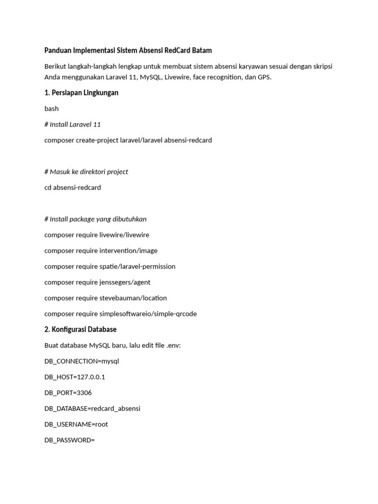 Panduan Implementasi Sistem Absensi RedCard Batam | PDF | Login | Password