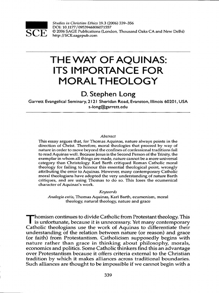 The Way of Aquinas Its Importance For Moral Theology | PDF | Thomas ...