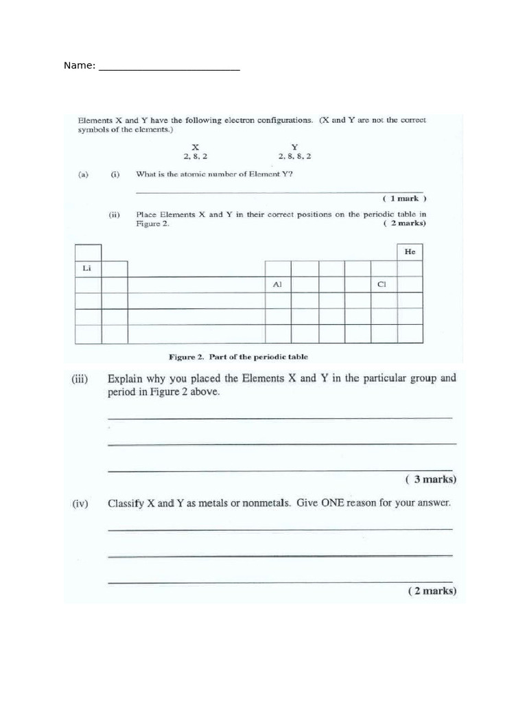 Past Paper Questions On Periodic Table, Isotopes and Electronic ...