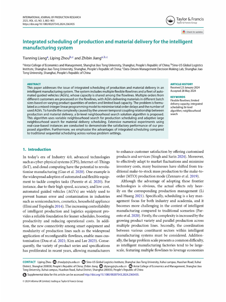 Integrated Scheduling of Production and Material Delivery For The ...