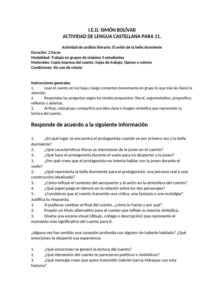 Actividad para Trabajar en Clase. | PDF