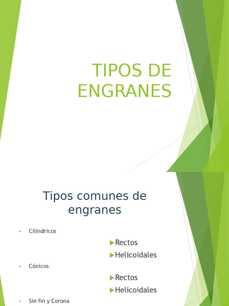 Tipos de Engranes | PDF | Ingeniería mecánica | Máquinas