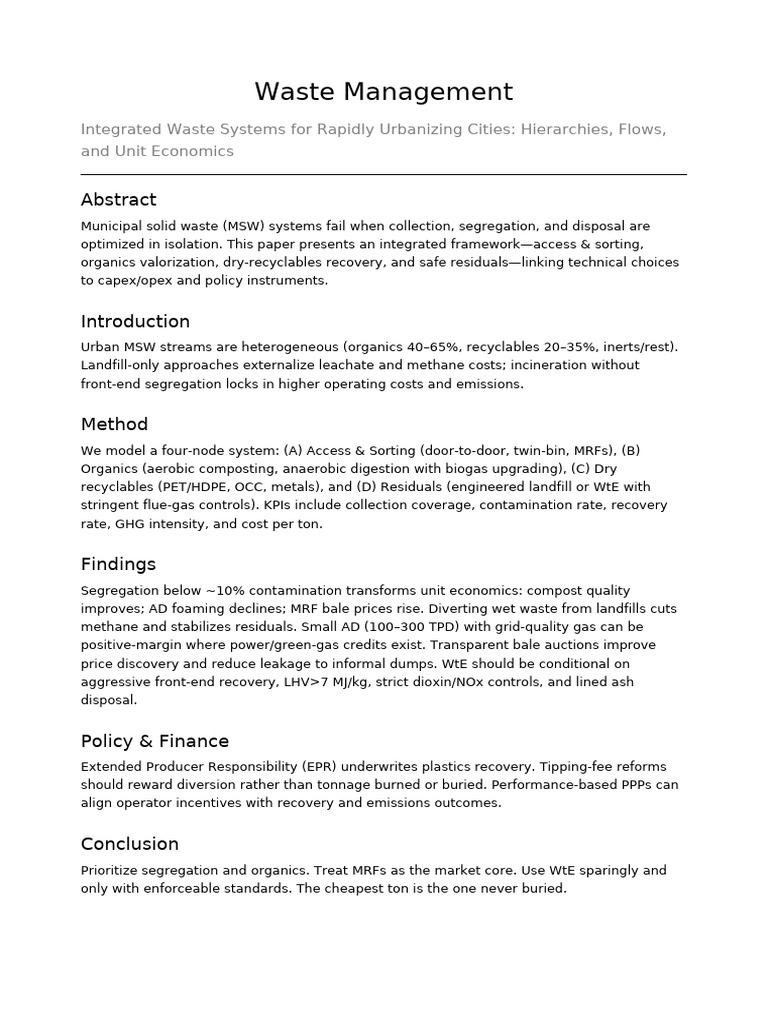 Waste Management Integrated Systems | PDF