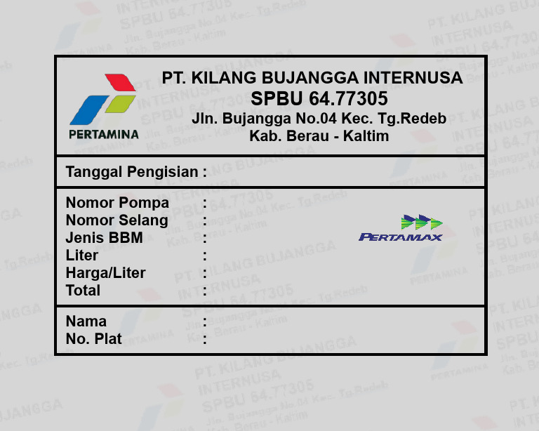 Nota Pengisian BBM Pertamina | PDF