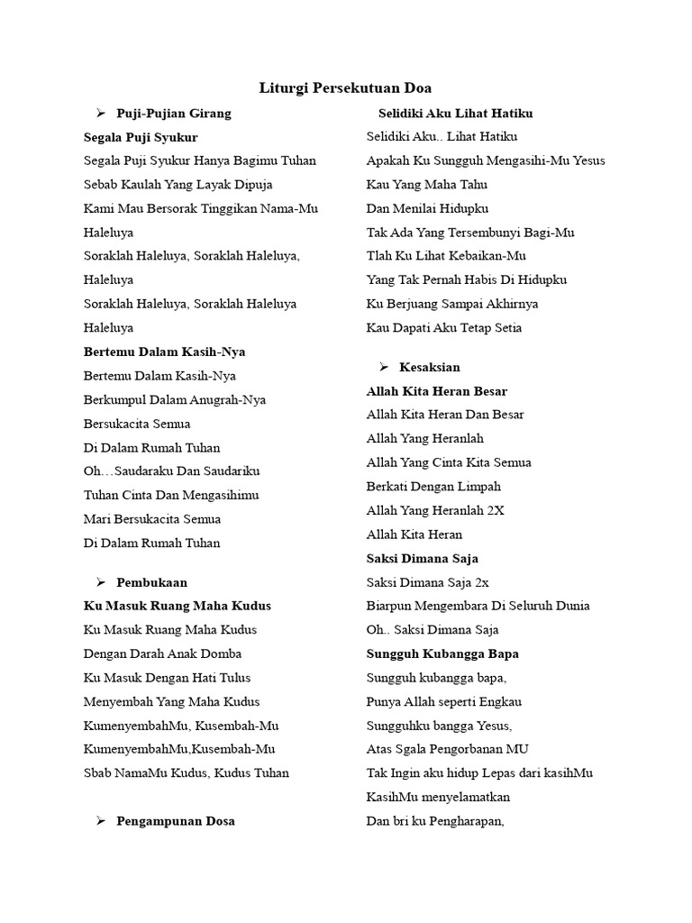 Tata Liturgi Persekutuan Doa | PDF
