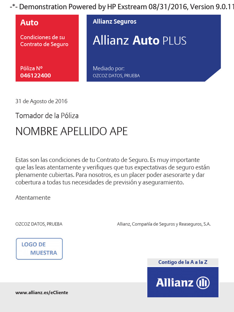 ALLIANZ Auto Plus, Producte Basic | PDF | Seguro | Póliza de seguros