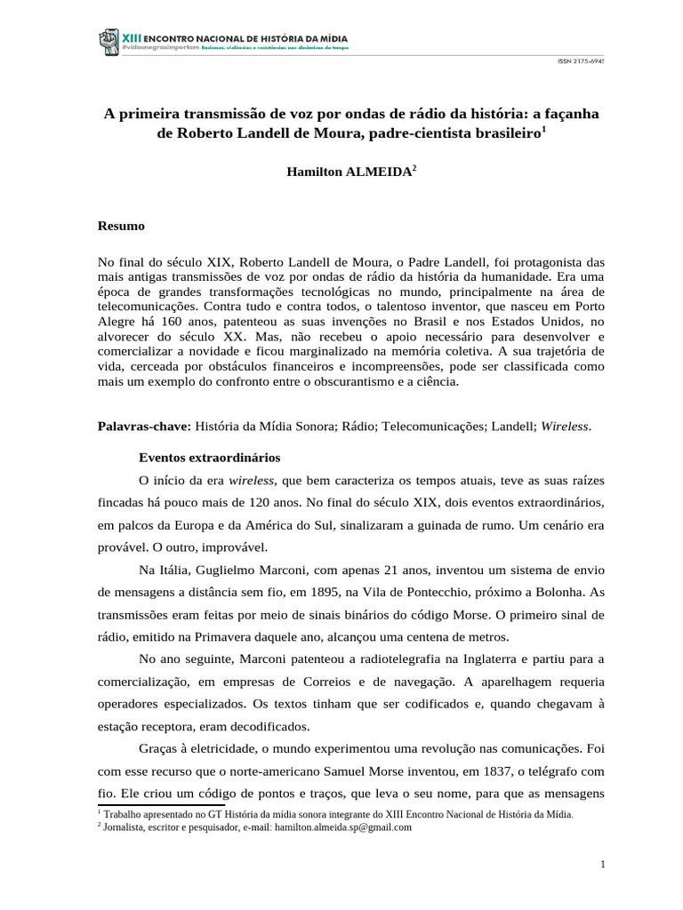 A Invenção da Radiotelefonia no Brasil | PDF | Rádio | Radiodifusão