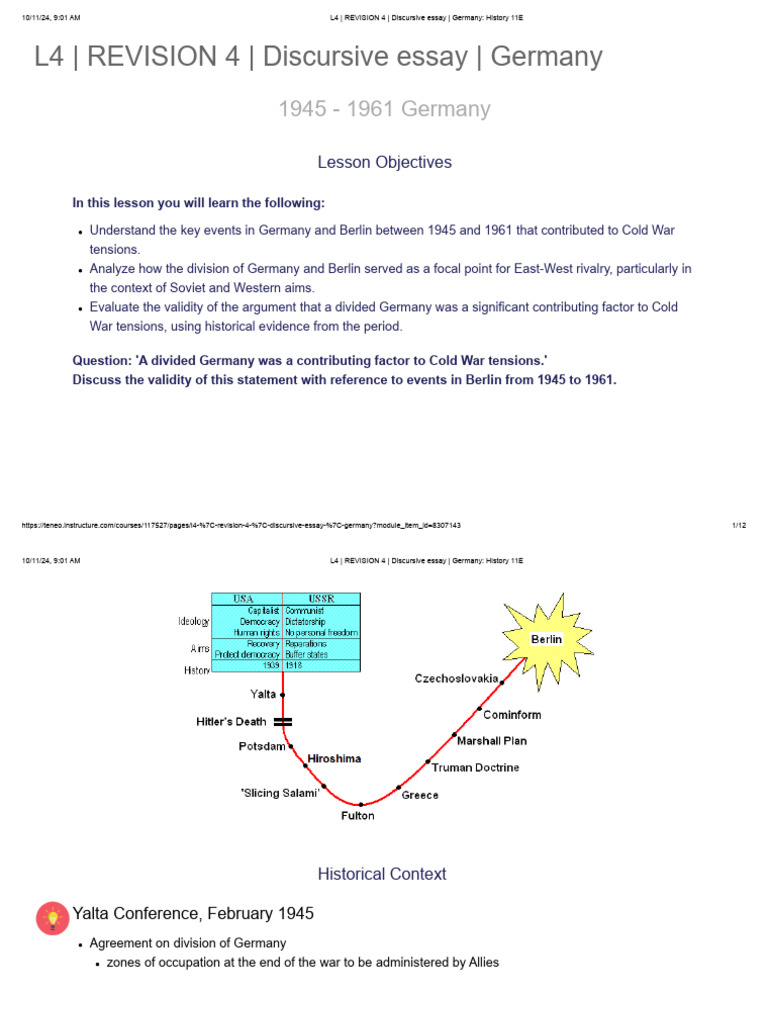 L4 - REVISION 4 - Discursive Essay - Germany - History 11E | PDF | East ...