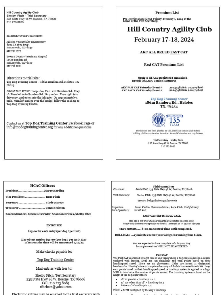 Hcac Fast Cat Premium Feb 2024 | PDF | American Kennel Club ...
