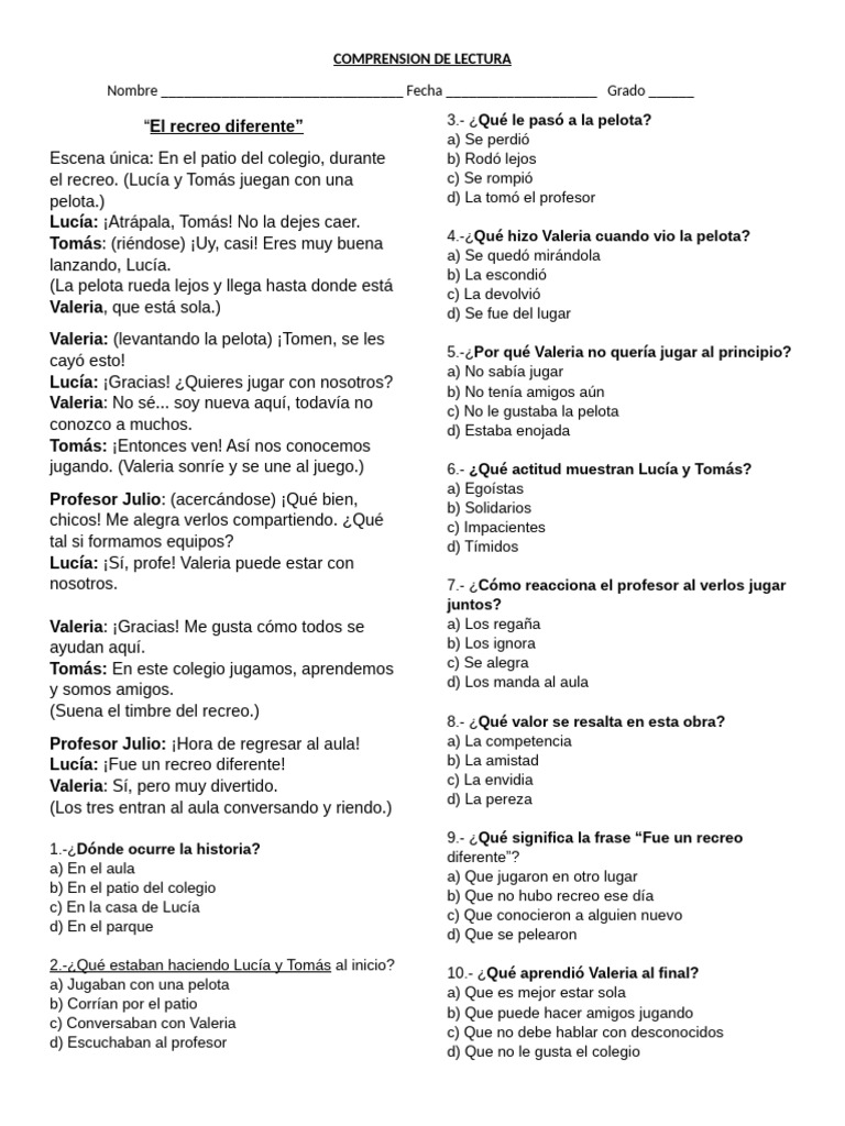 02 Ficha de Comunicacion - Comprension Lect. Exam | PDF