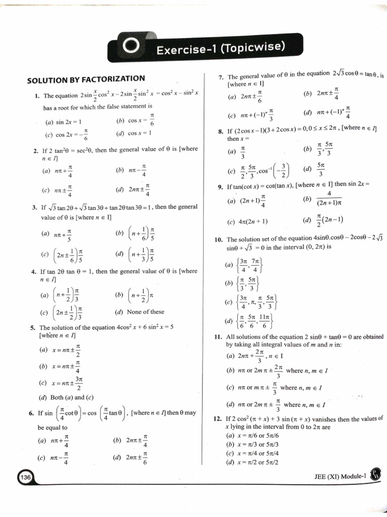 Arjuna Jee (2025) Mathematics Modules 1-1 | PDF