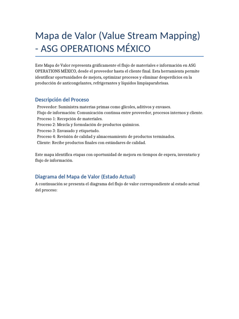 Mapa de Valor Procesos Asg Operations Es | PDF