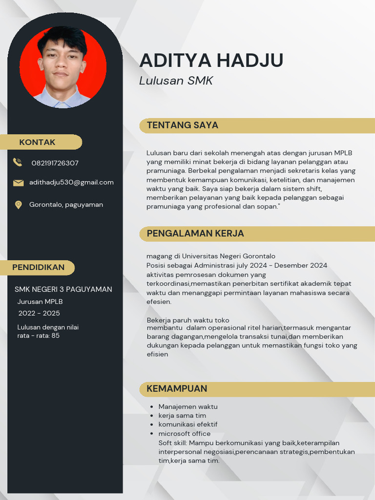 CV Aditya Hadju - 20250907 - 083527 - 0000 | PDF