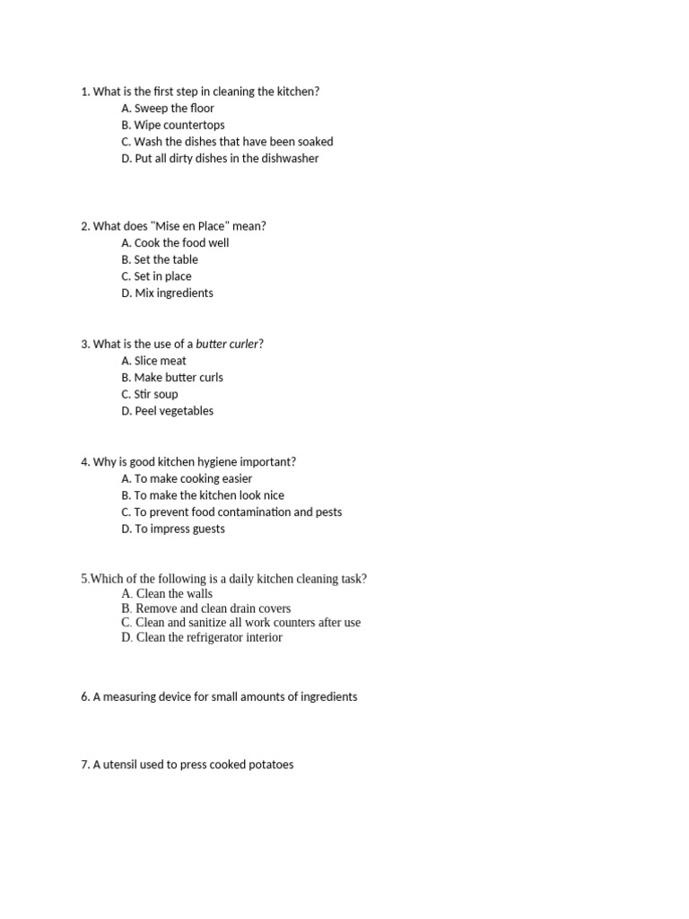 1st Long Quiz 9 Cookery | PDF