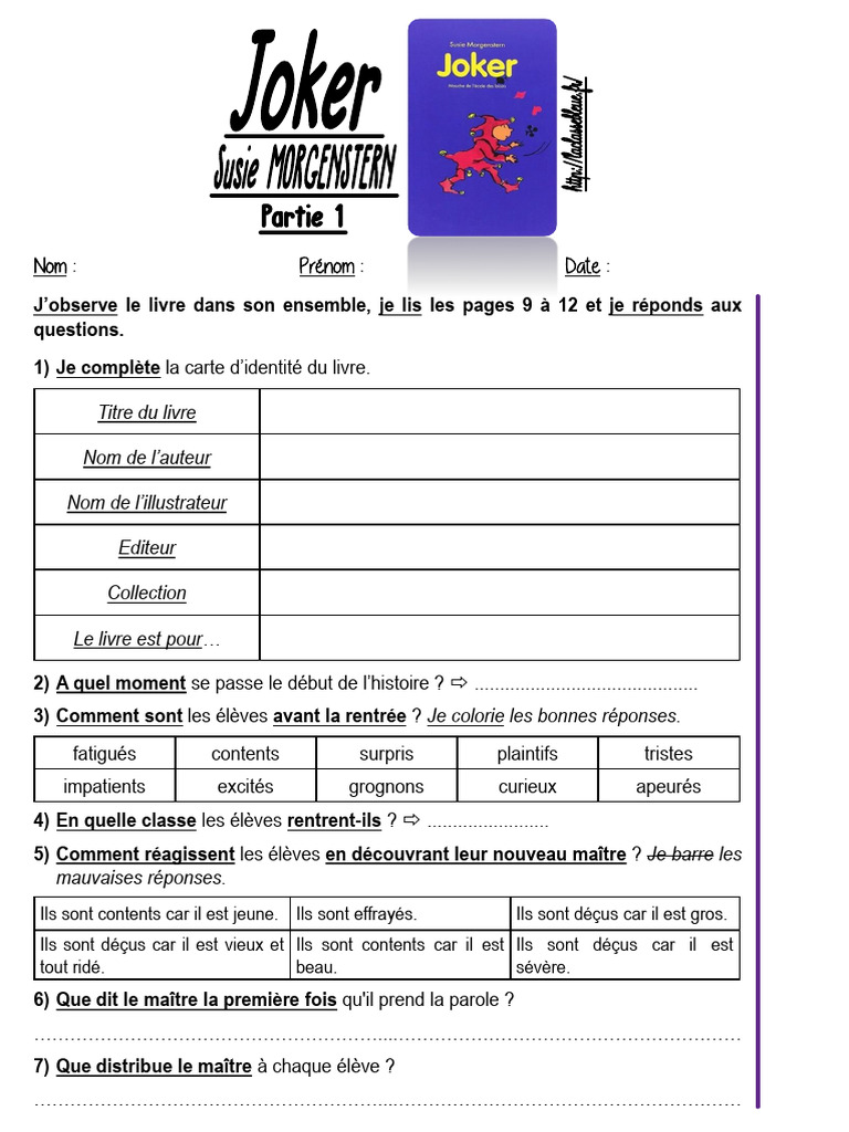 Livre Joker : Activités et Questions | PDF