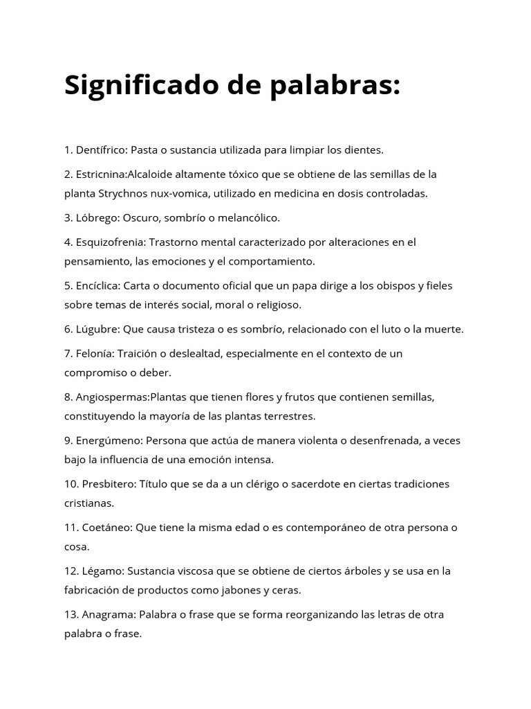 Definiciones de Palabras Clave | PDF
