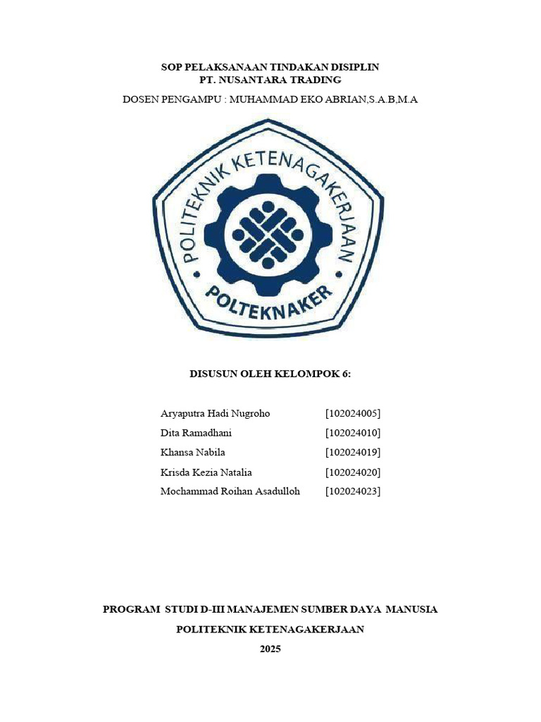 SOP Disiplin Karyawan PT Nusantara Trading | PDF