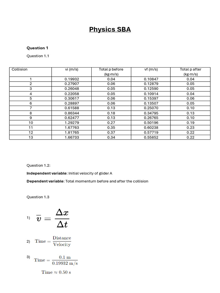 Physics SBA | PDF | Momentum | Force