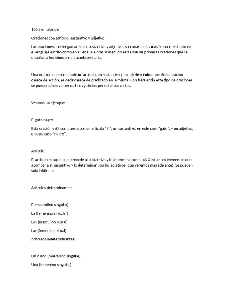 100 Ejemplos de | PDF | Adjetivo | Sustantivo
