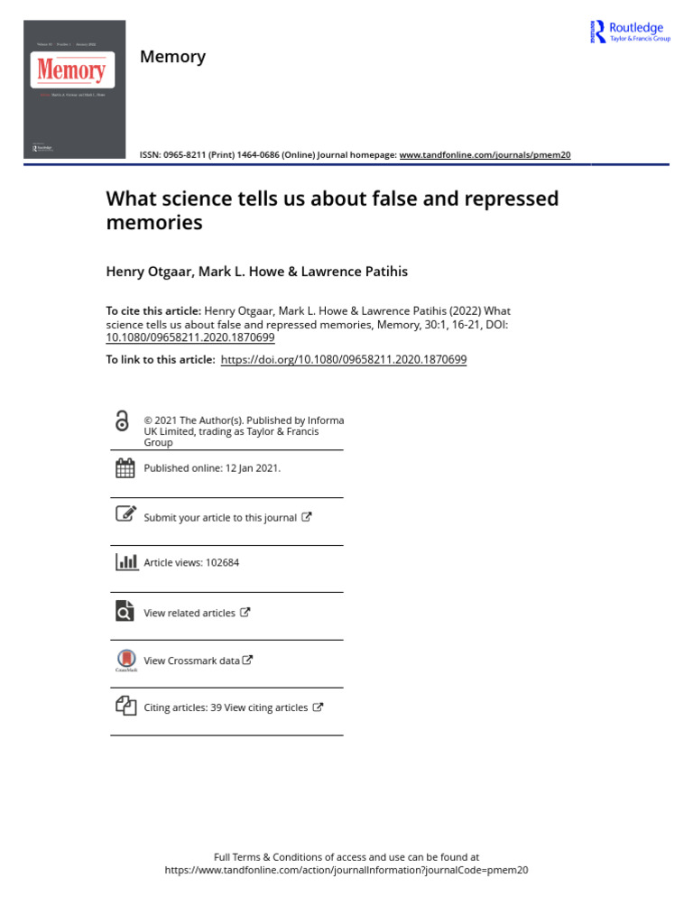 Science of False and Repressed Memories | PDF | Memory | Behavioural ...