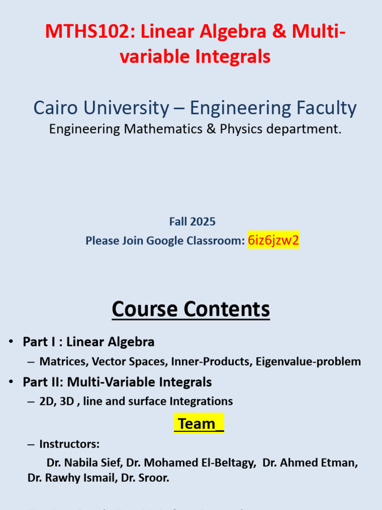 Linear Algebra & Multi-Variable Integrals | PDF | Eigenvalues And ...