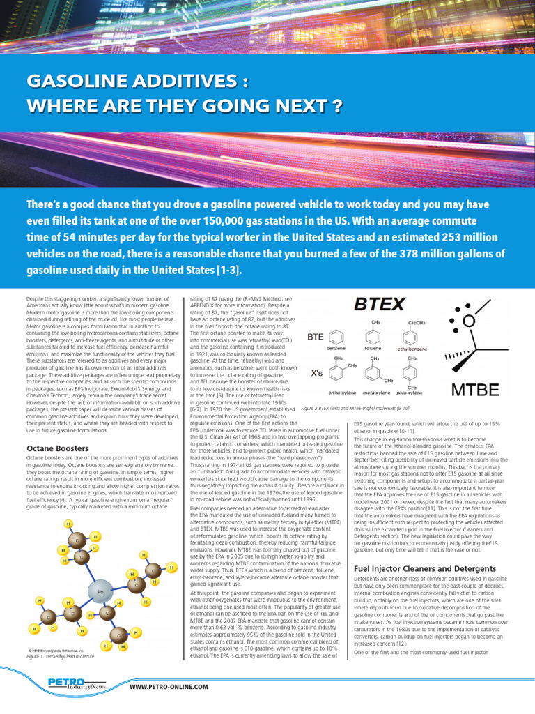 Gasoline Additives Where Are They Going Next | PDF | Gasoline | Engines