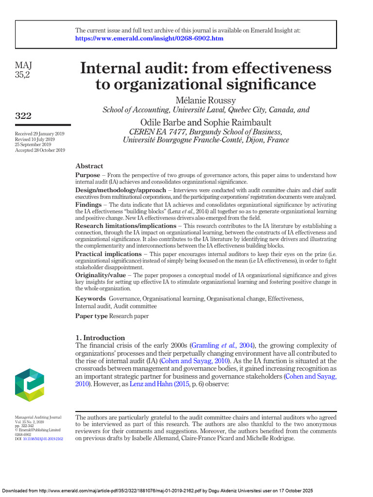 Enhancing Internal Audit Significance | PDF | Internal Audit | Audit