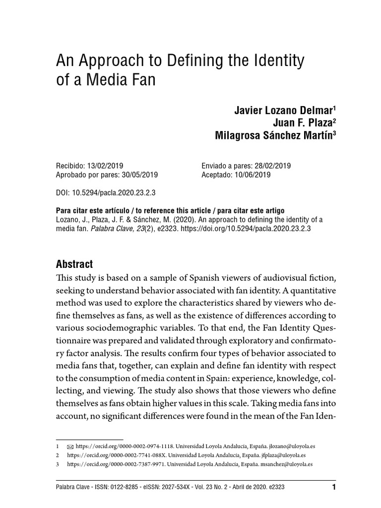 Defining Media Fan Identity in Spain | PDF | Factor Analysis
