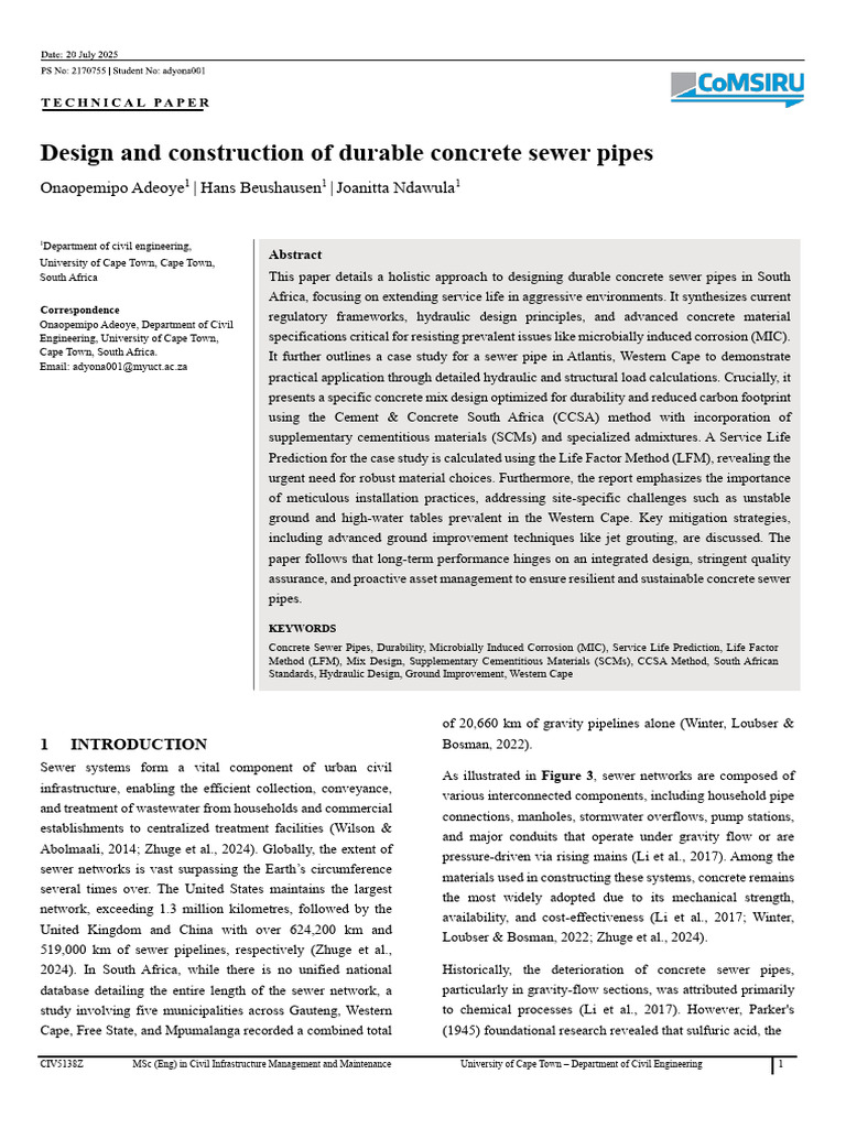 Adyona001 - Design and Construction of Durable Concrete Sewer Pipes ...