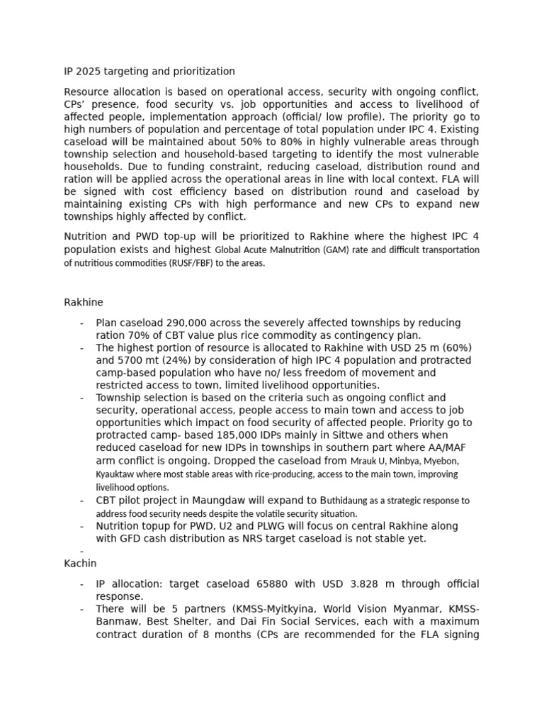 IP 2025 Targeting and Resource Allocation | PDF | Information | Food ...