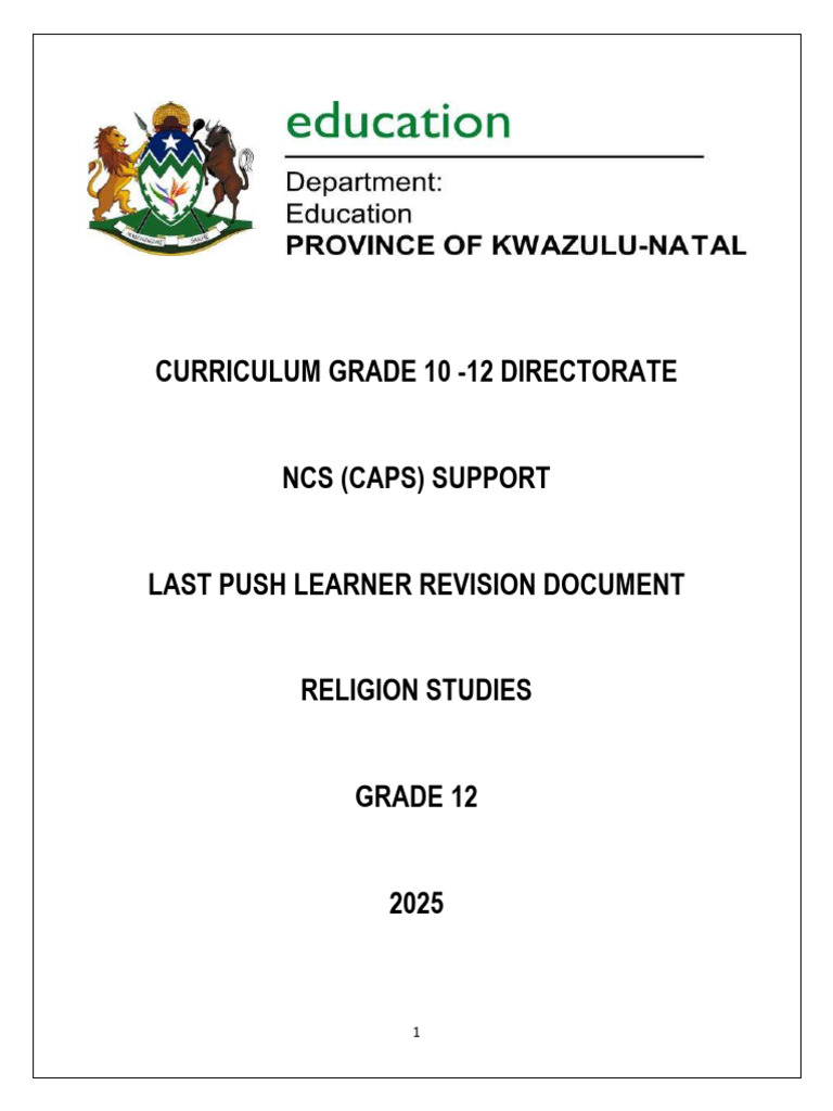 Grade 12 Religion Studies Revision Guide | PDF | Monotheism | Catholic ...