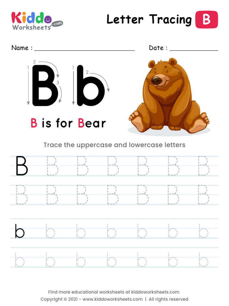 Letter Tracing Alphabet B Worksheet | PDF