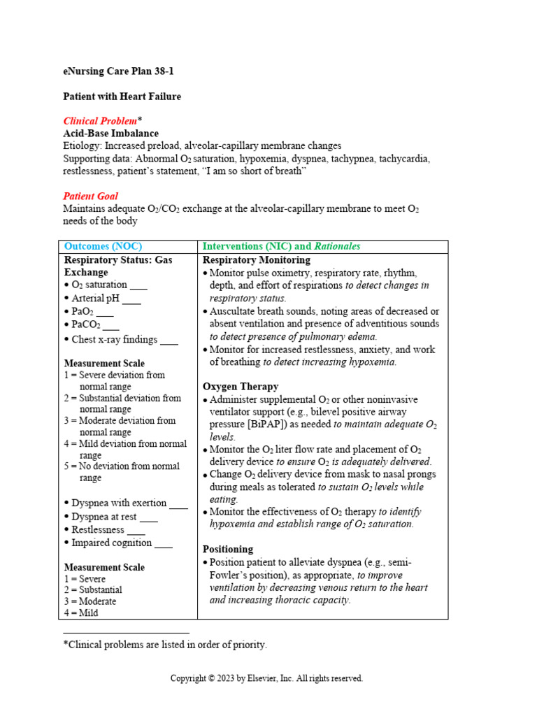 Nursing Care Plan - Heart Failure | PDF | Heart | Blood Pressure