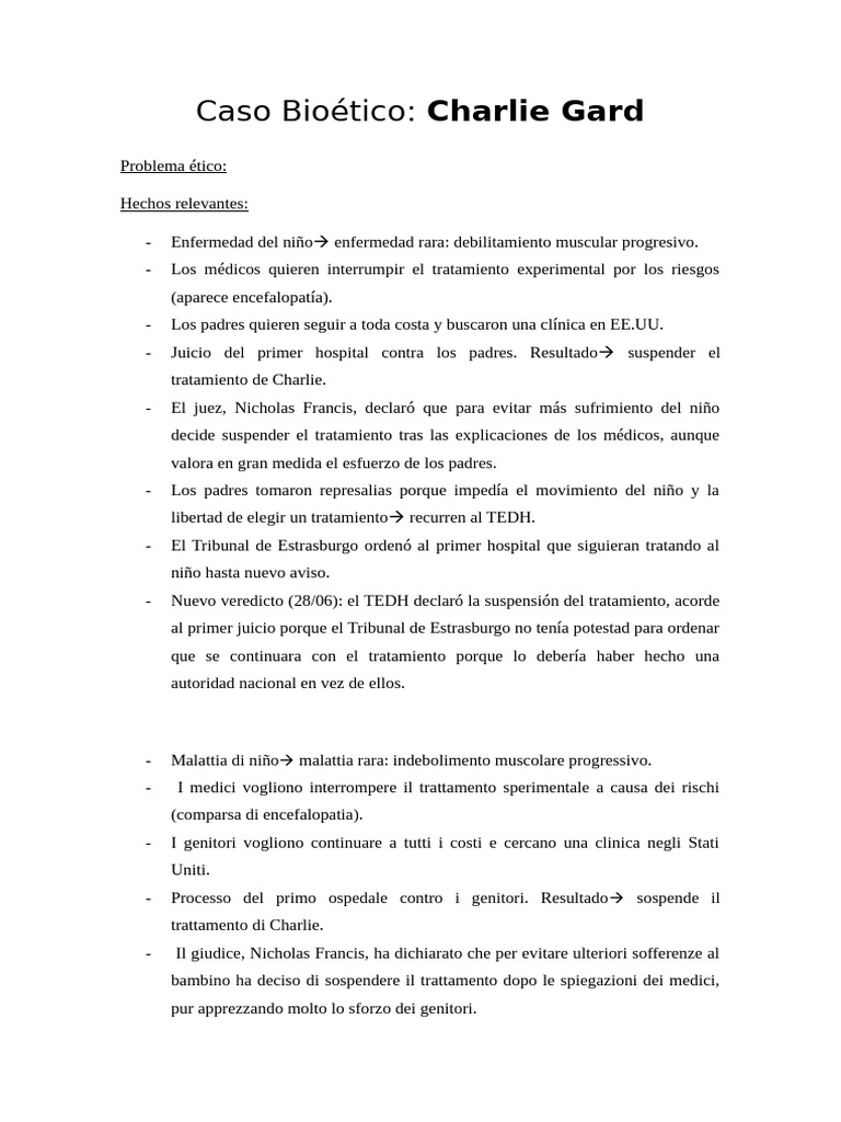 Caso Bioético de Charlie Gard: Decisiones Críticas | PDF