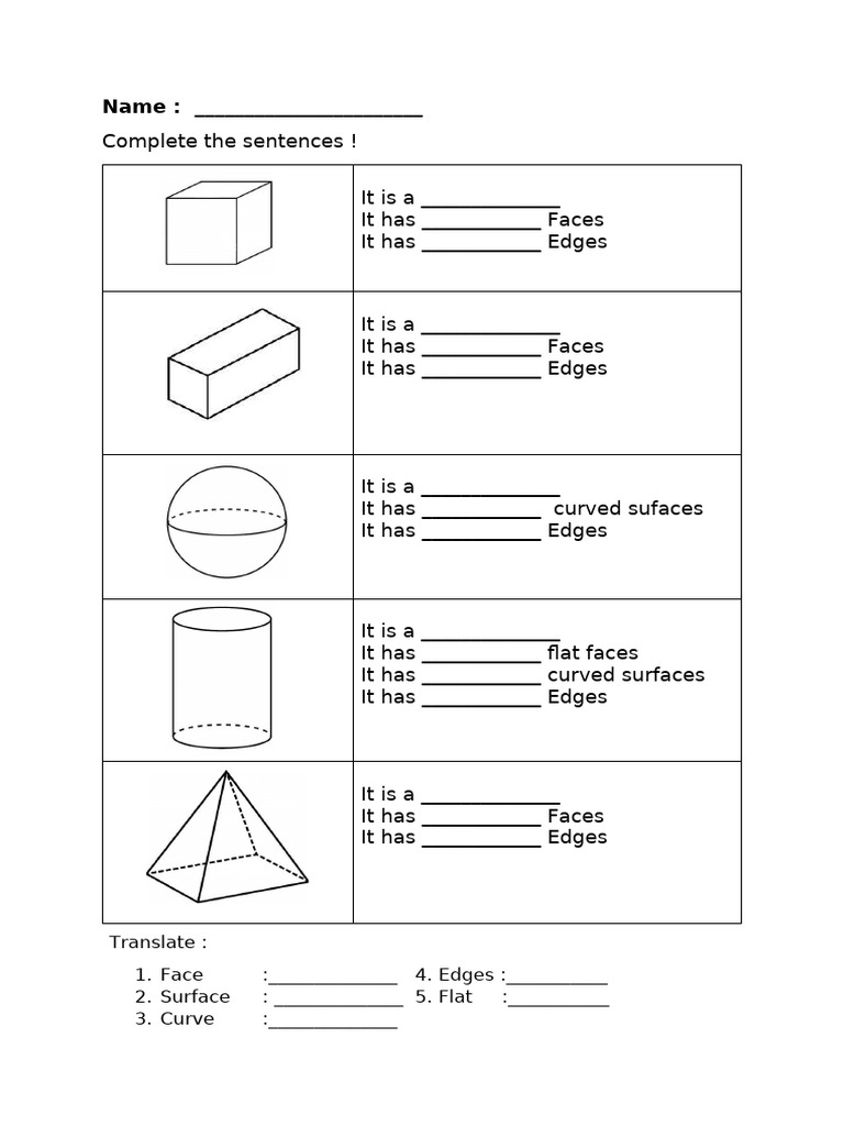 Shape Identification and Description Exercise | PDF