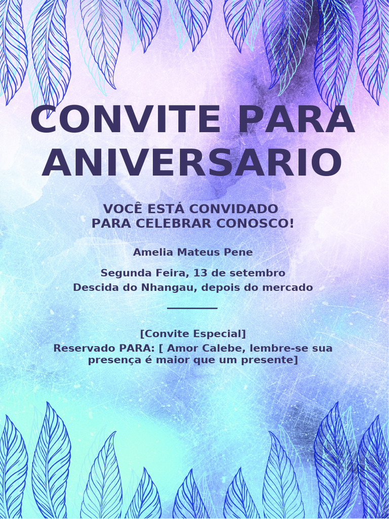 Convite Aniversário Amelia Mateus | PDF