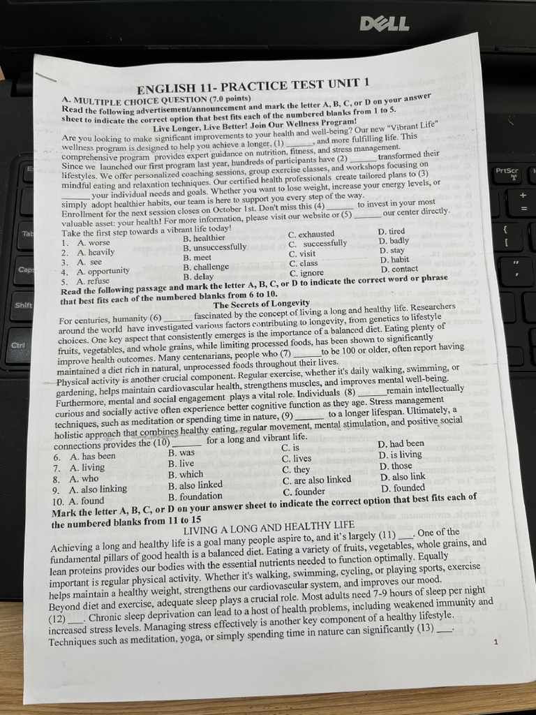 English 11 Practice Test Unit 1 | PDF