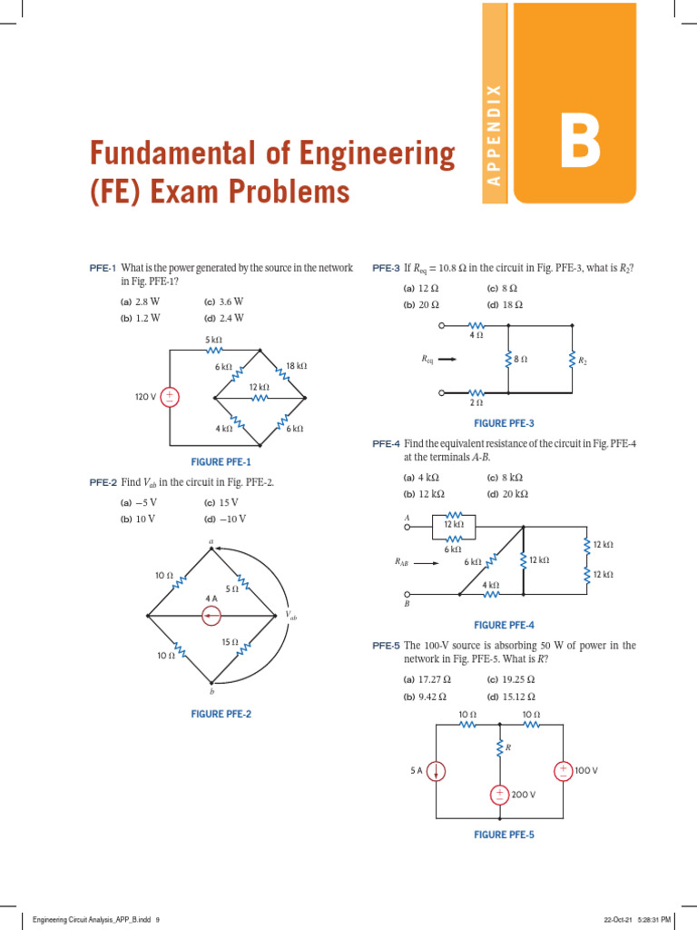 FE Exam Circuit Analysis Problems | PDF | Capacitor | Electrical Network