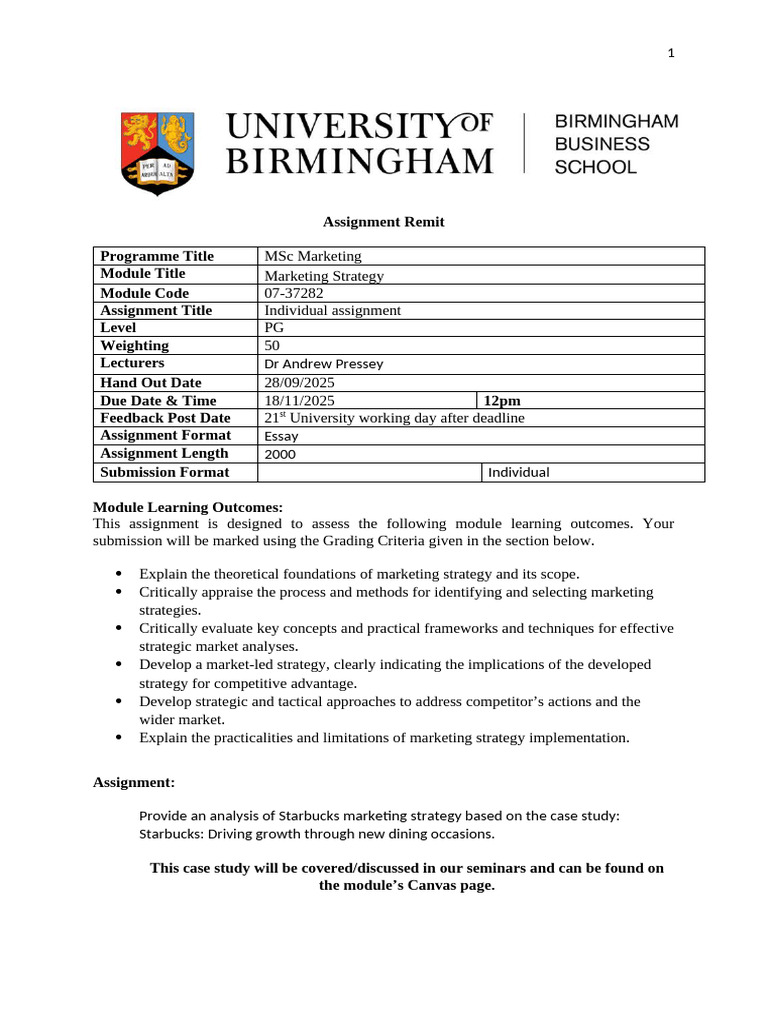 Assignment Remit - Individual Assignment | PDF | Marketing Strategy ...