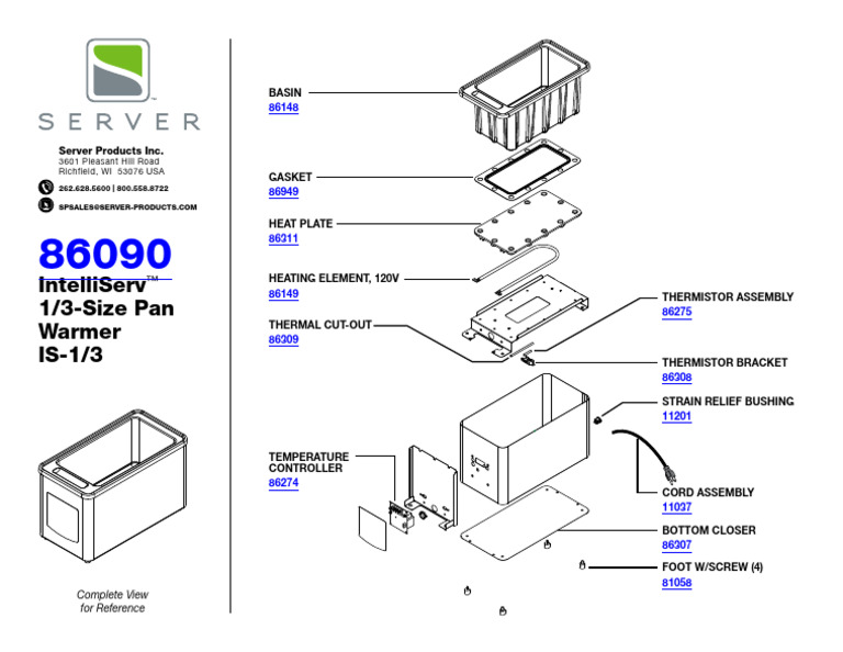 IntelliServ™ 1/3-Size Pan Warmer Parts | PDF