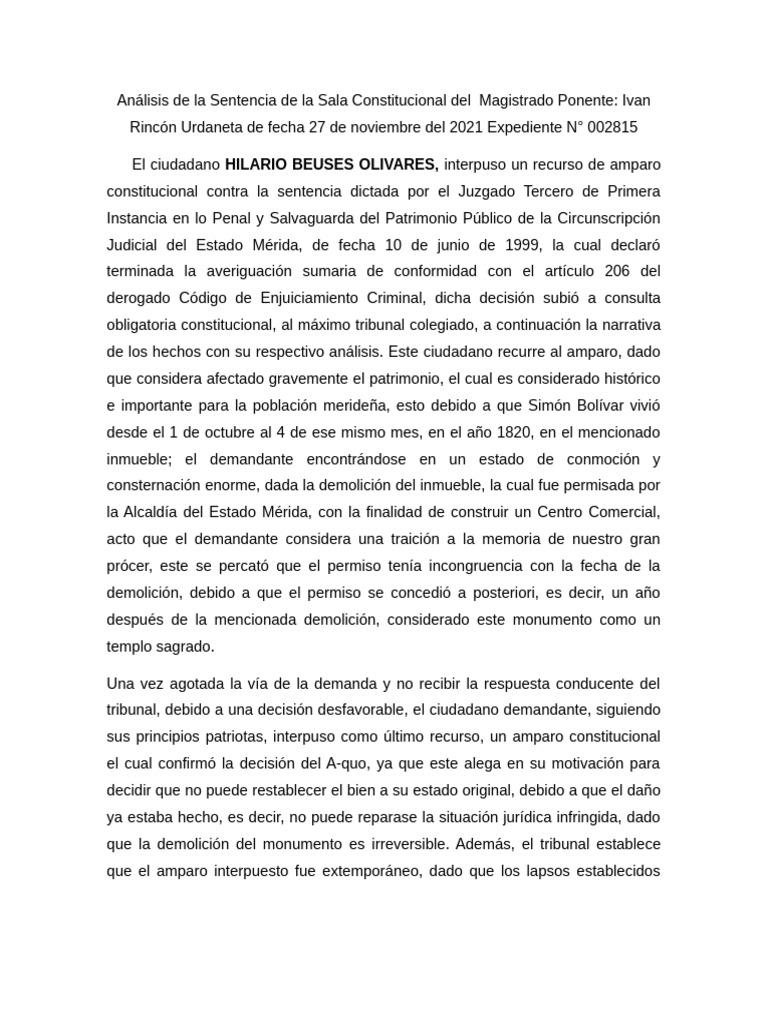 Resumen de La Sala Constitucional | PDF | Sentencia (ley) | Gobierno