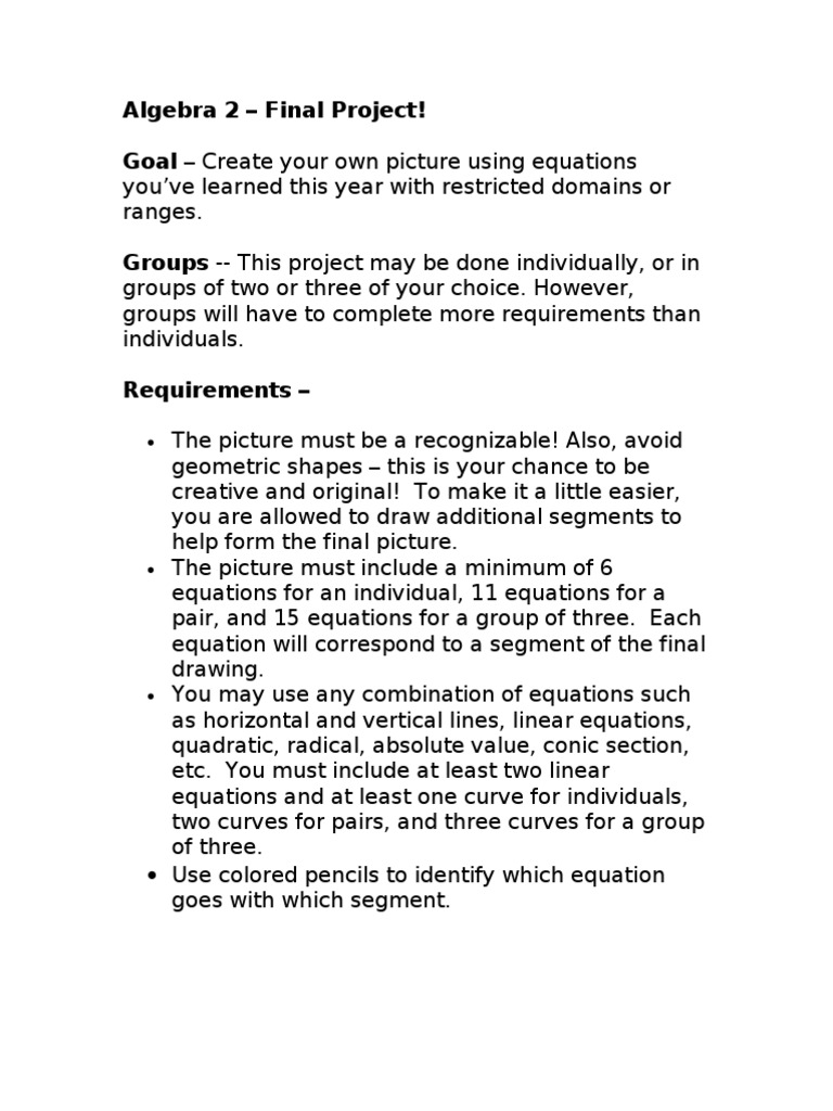 Algebra Art Project Guidelines | PDF | Group (Mathematics) | Equations