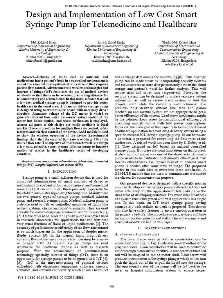 Design and Implementation of Low Cost Smart Syringe Pump For ...