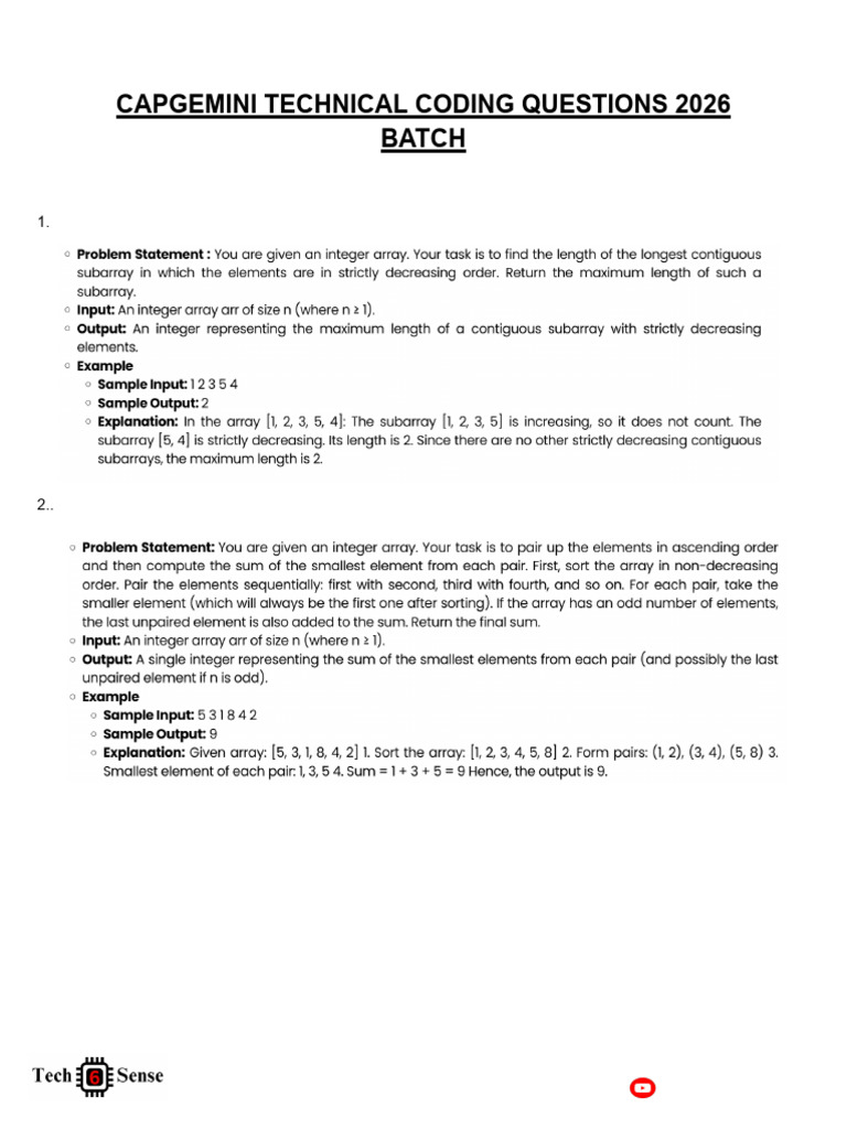Capgemini Coding Assessment - Tech6sense | PDF