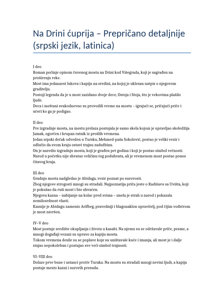 Na Drini Cuprija Prepricano Detaljnije SR | PDF