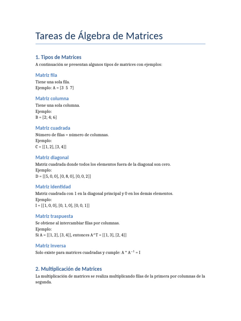 Taller de Matrix Es para Álgebra Lineal Utp | PDF