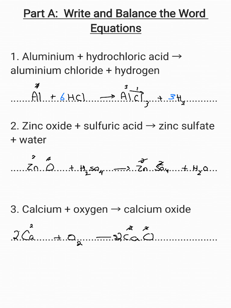 Writing Chemical Equations Sheet (3) - 251017 - 104913-1 | PDF