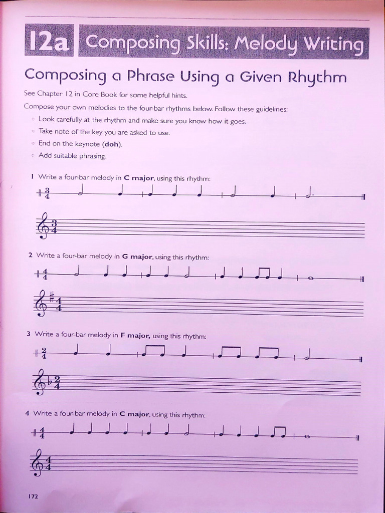 Four-Bar Melody Composition Guide | PDF | Melody | Elements Of Music