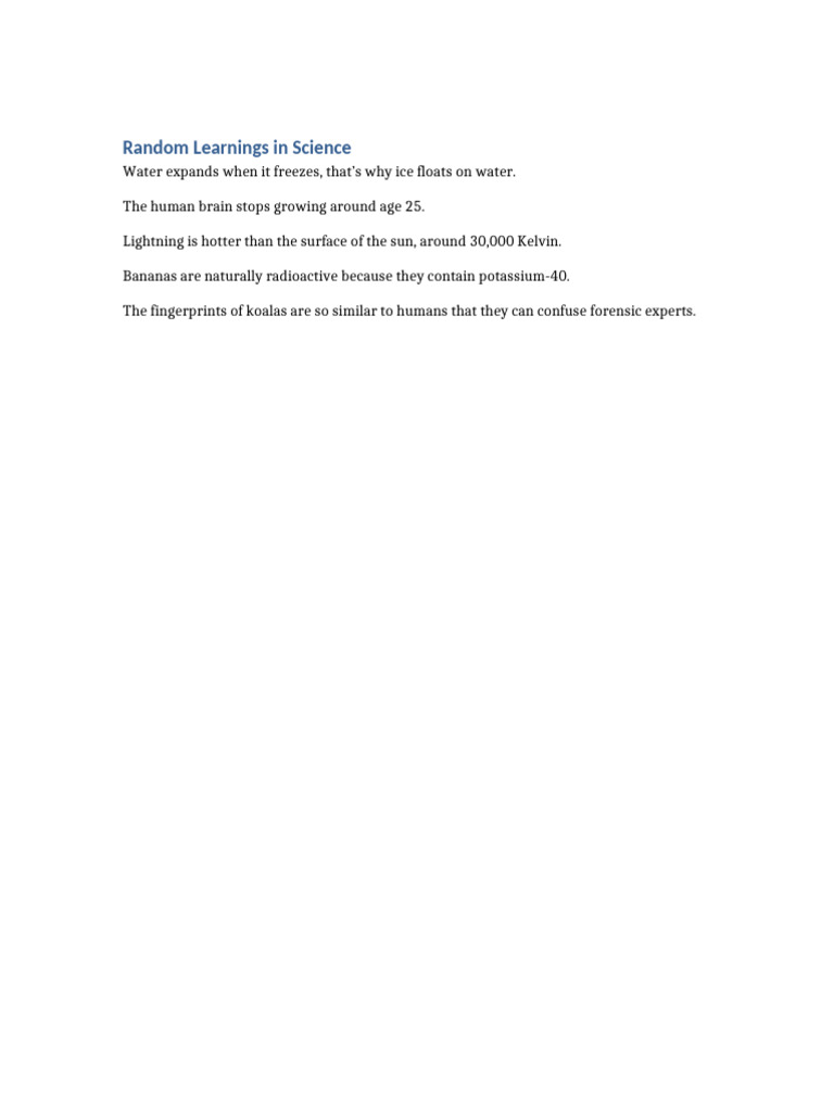 Random Learnings in Science | PDF