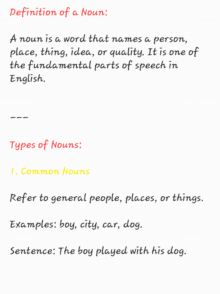 Nouns Notes | PDF